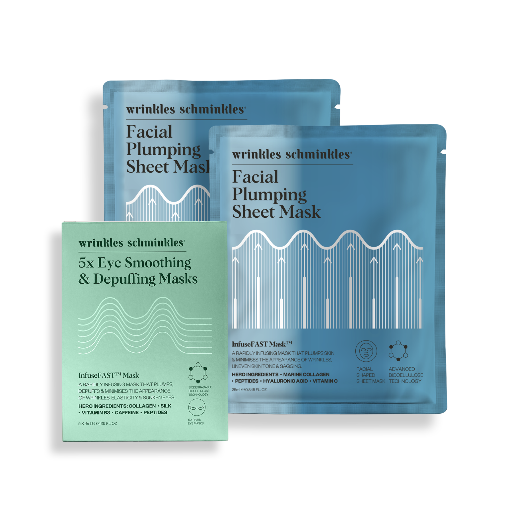 Face Plumping & Eye Smoothing Sheet Mask Bundle – Wrinkles Schminkles